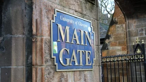 University of Glasgow Main Gate Sign on ... | Stock Video | Pond5