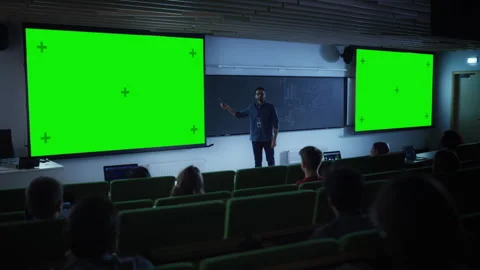 University Lecture with Green Screens | Stock Video | Pond5