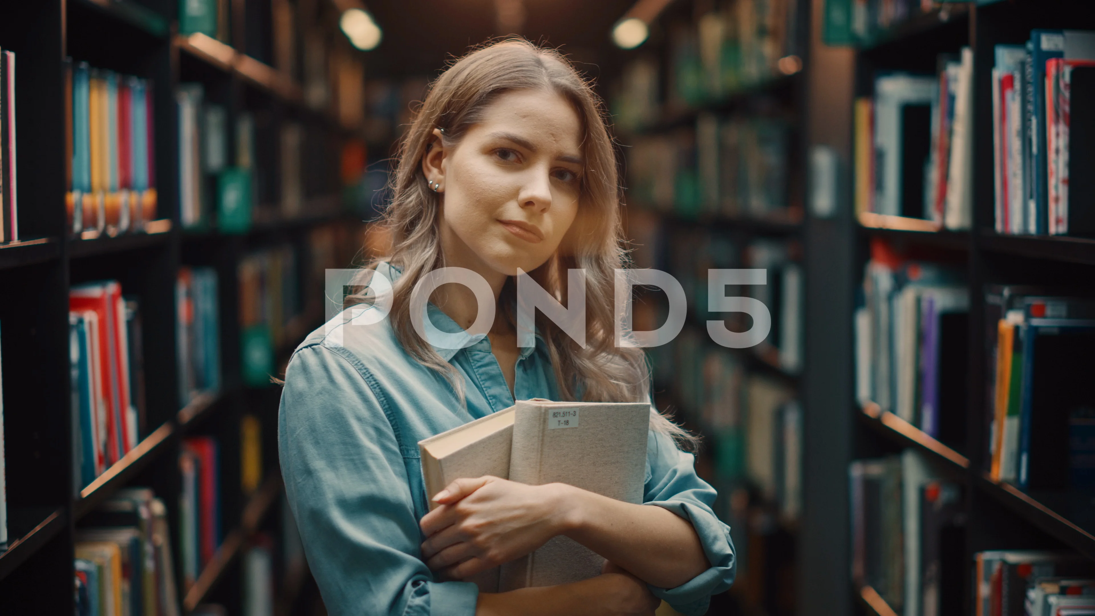 Girl Studying In Library Girl Studying In Library Stock Video