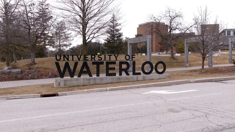 University of Waterloo exterior sign on ... | Stock Video | Pond5