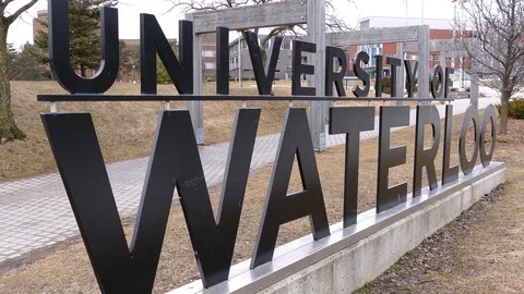 University of Waterloo exterior sign on ... | Stock Video | Pond5