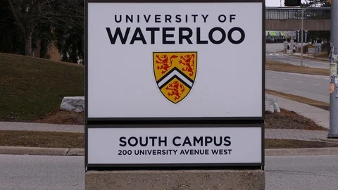 University of Waterloo exterior sign on ... | Stock Video | Pond5