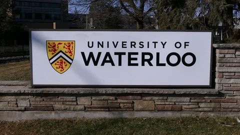 University of Waterloo exteriors sign | Stock Video | Pond5
