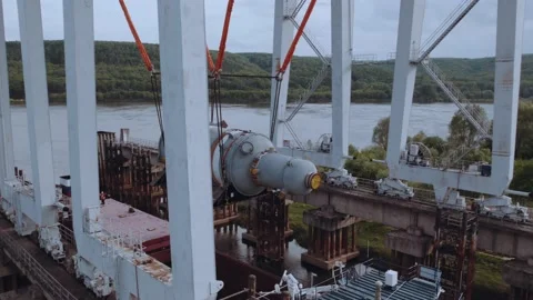 Unloading of a chemical reactor in a por... | Stock Video | Pond5