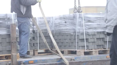 unloading of paving slabs | Stock Video | Pond5