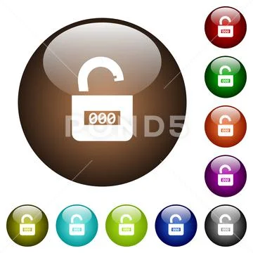 Unlocked combination lock with center numbers color glass buttons ...