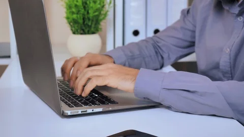 unrecognizable employer working on compu... | Stock Video | Pond5