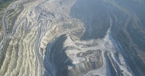 upper view cascade asbestos pit and oper... | Stock Video | Pond5