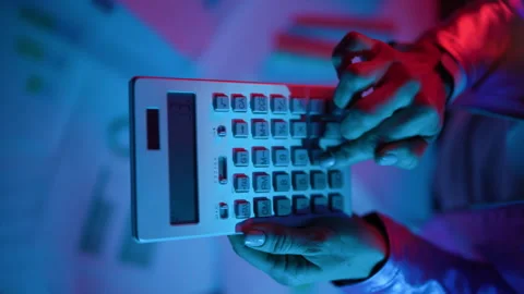 Upper view of modern female with calcula... | Stock Video | Pond5