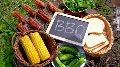 Upper view of tree stump with grill grat... | Stock Video | Pond5