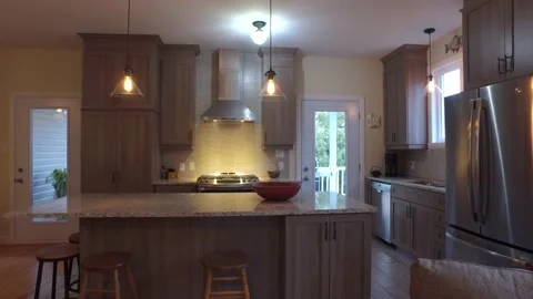 upscale custom kitchen pov gimbal smooth | Stock Video | Pond5