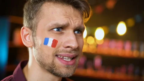 Upset bearded football fan with french f... | Stock Video | Pond5