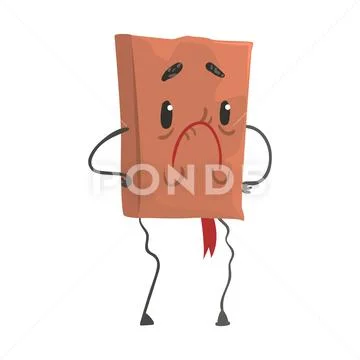 Upset book humanized cartoon character vector Illustration ~ Clip Art ...