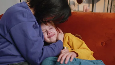 Upset child little girl kid crying with ... | Stock Video | Pond5