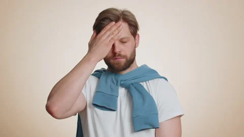 Upset confused young man making face pal... | Stock Video | Pond5