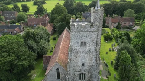 An upward boom shot of Holy Cross church... | Stock Video | Pond5