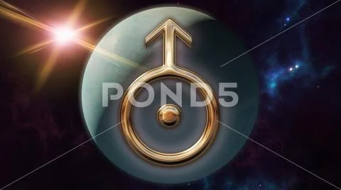 Uranus zodiac horoscope symbol and planet. 3D rendering: Royalty Free ...