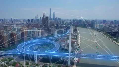 Urban digitization，Information city，... | Stock Video | Pond5