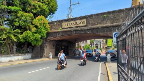 Urban street scene of Intramuros walled ... | Stock Video | Pond5