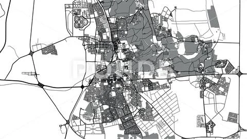 Urban vector city map of Al Hofuf, Saudi Arabia, Middle East: Royalty ...