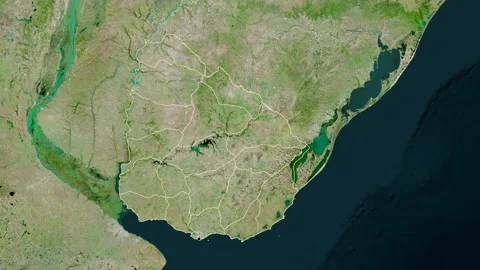 Uruguay map - glide. Regions. Satellite. | Stock Video | Pond5