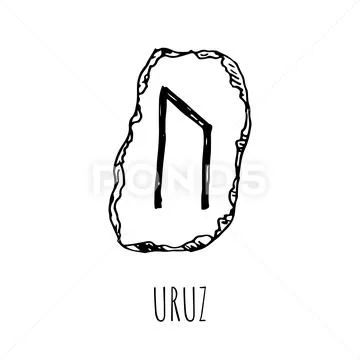 Uruz rune written on a stone. Vector illustration. Isolated on white ...