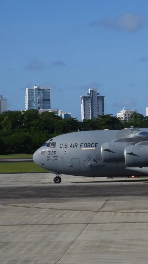 US Air Force C7 Globe Master in airfield... | Stock Video | Pond5