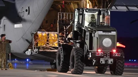 U.S. Air Force personnel using wheeled l... | Stock Video | Pond5