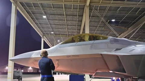 U.S. Air Force pilot testing lights on F... | Stock Video | Pond5