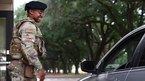 U.S. Air Force police checks identity ca... | Stock Video | Pond5