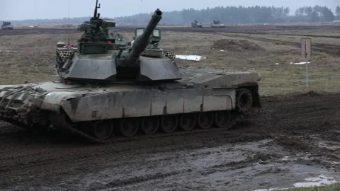 U.S. Army Abrams battle tank tracking ov... | Stock Video | Pond5