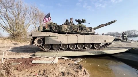 U.S. Army Abrams tank embarking on amphi... | Stock Video | Pond5