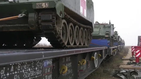 U.S. Army armored personnel carriers arr... | Stock Video | Pond5