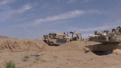U.S. Army battle tank tracking over sand... | Stock Video | Pond5
