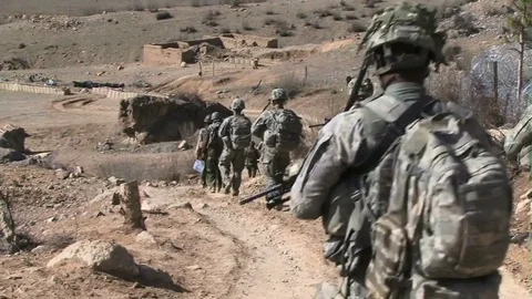 U.S. Army foot patrols move through Afgh... | Stock Video | Pond5