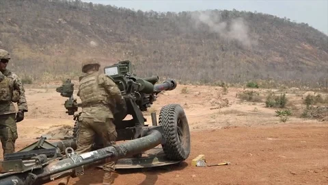 U.S. Army M119A3 Howitzers Direct Fire P... | Stock Video | Pond5