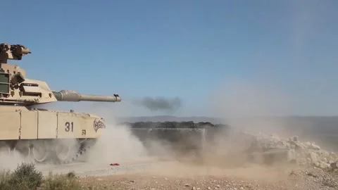 U.S. Army M1A2 Abrams battle tank fires ... | Stock Video | Pond5