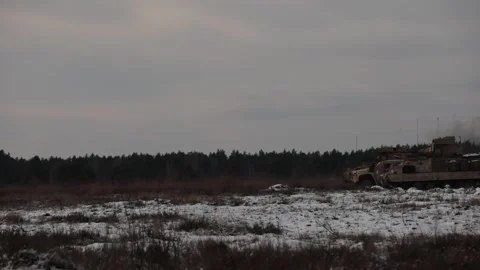 U.S. Army M1A2 Abrams tank firing gun du... | Stock Video | Pond5