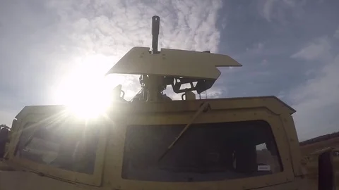 U.S. Army machine gun mounted Humvee | Stock Video | Pond5