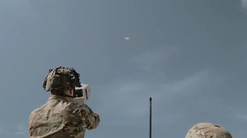 U.S. Army soldier aiming Dronebuster 3B ... | Stock Video | Pond5