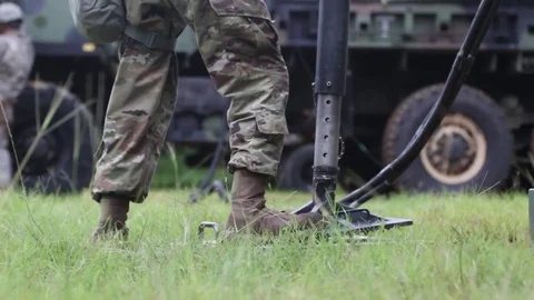 U.S. Army soldier positioning jack leg o... | Stock Video | Pond5