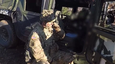 U.S. Army soldier talking on radio durin... | Stock Video | Pond5