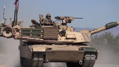 U.S. Army soldier travelling in M1A2 Abr... | Stock Video | Pond5