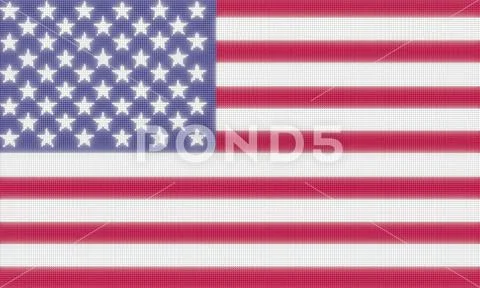 US flag shown on the LED screen. LED screen with the glowing United ...