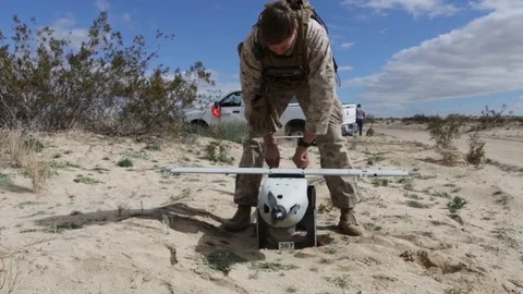 U.S. Marine preparing Stalker Unmanned A... | Stock Video | Pond5