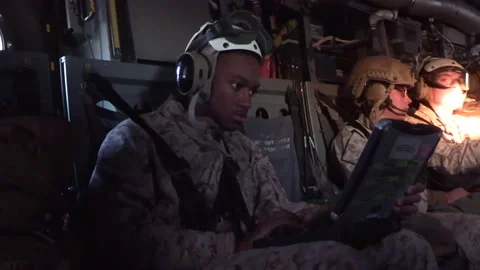 U.S. Marine using laptop computer while ... | Stock Video | Pond5