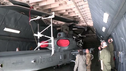 U.S. Marines loading AH-1Z Viper helicop... | Stock Video | Pond5