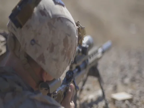 US Marines Sniper gun laying during Trai... | Stock Video | Pond5