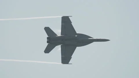 US military airplane fighter jet F18 fly... | Stock Video | Pond5