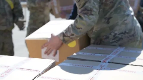 U.S. military onloading boxes of humanit... | Stock Video | Pond5